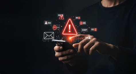 Urgent Mobile Alert Notifications Red Warning Sign Smartphone Security Risk Data Error Danger