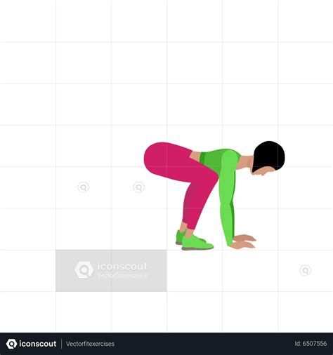 Woman Doing Plank Frog Jump Exercise Animated Illustration Download In