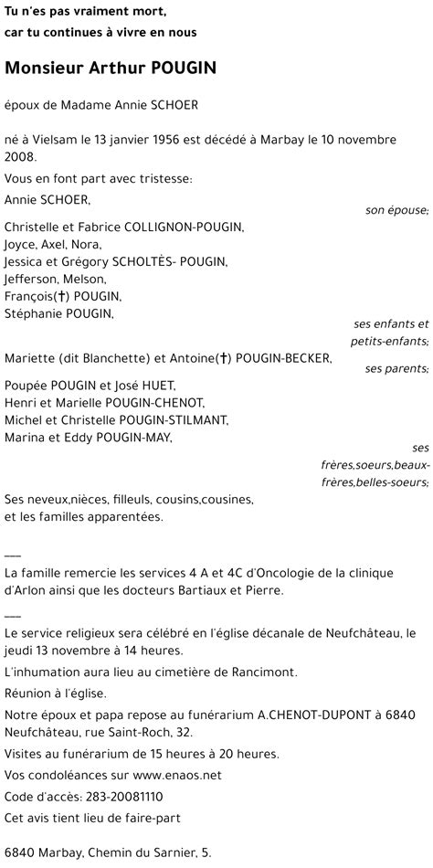 Avis De Décès De Arthur Pougin Décédé Le 10112008 à Annonce Condoléances Fleurs Etc L