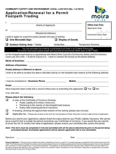 Fillable Online Community Safety And Environment Local Law 2013 Permit Application Fax Email