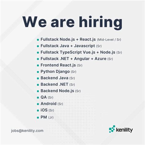 Hiring Nowhiring Itjobs Fullstack Python Android Kenility