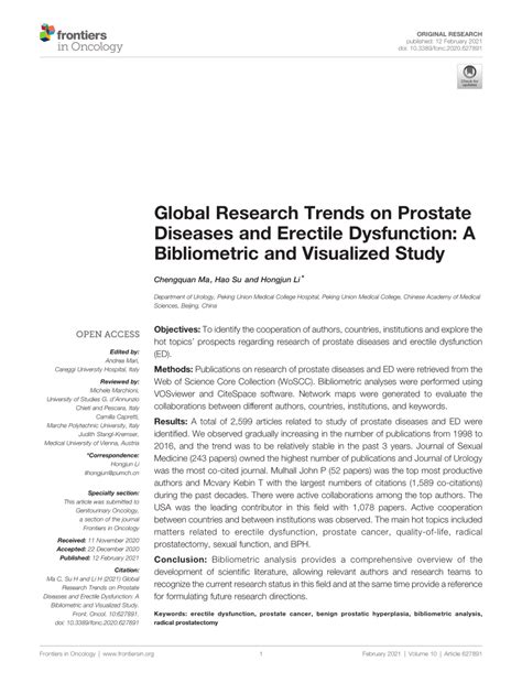 Pdf Global Research Trends On Prostate Diseases And Erectile