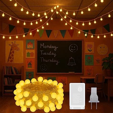 100 Led Hanging String Lights For Classroom 33ft Plug In Fairy Lights With 8 Modes