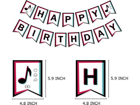 Tik Tok Birthday Banner Short Video Bday Party Pennant Music Etsy