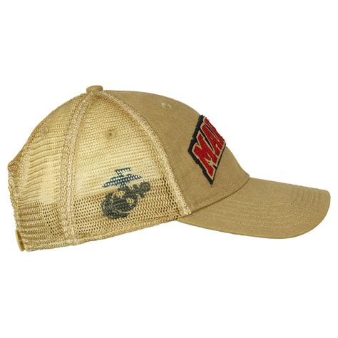 Usmc Arched Semper Fi Vintage Trucker Hat Khaki — 7 62 Design