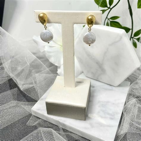 Natural Freshwater Pearl Earrings By Sally Waterproof And Trendy