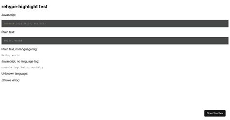 Rehype Highlight Test Codesandbox