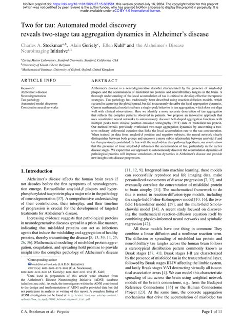 Pdf Two For Tau Automated Model Discovery Reveals Two Stage Tau Aggregation Dynamics In