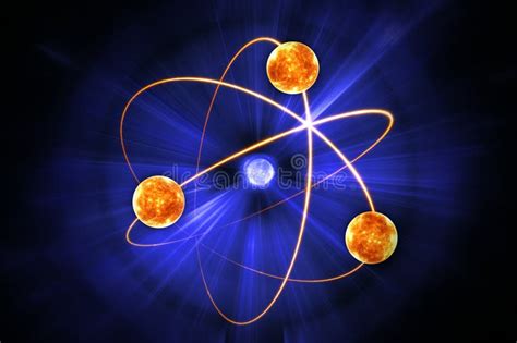 Atom Model Nuclear Science Symbol Three Electrons Rotate In Orbits