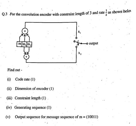 Q3 For The Convolution Encoder With Constraint Length Of 3 And Rate 12 As Shown Below M1 M2