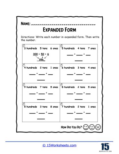 Expanded Form Worksheets Worksheets Com