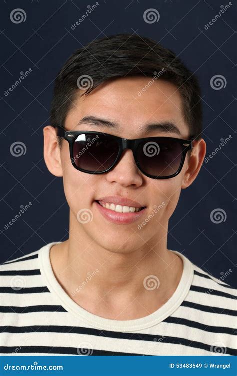 Smiling Young Asian Man In Sunglasses Stock Image Image Of Pleased