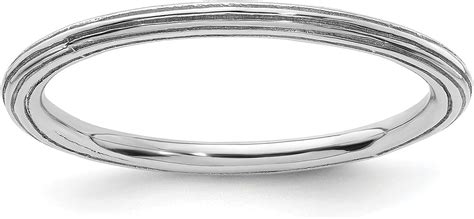 Solid Sterling Silver Stackable Expressions Rhodium Step Down Ring