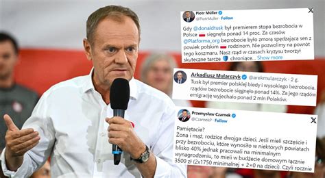 Donald Tusk był premierem polskiej biedy Politycy PiS przypominają