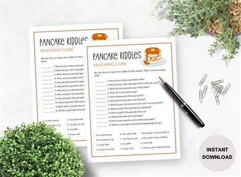 Printable Pancake Riddles Birthday Party Game Icebreaker Slumber