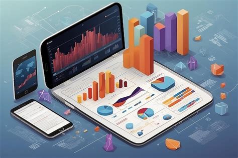 Premium Photo Online Statistics And Data Analytics Isometric Application Business Graph And