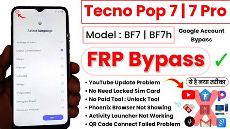 Tecno Pop Pro BF H FRP Bypass Without PC Android TECNO BF H Google Account Bypass