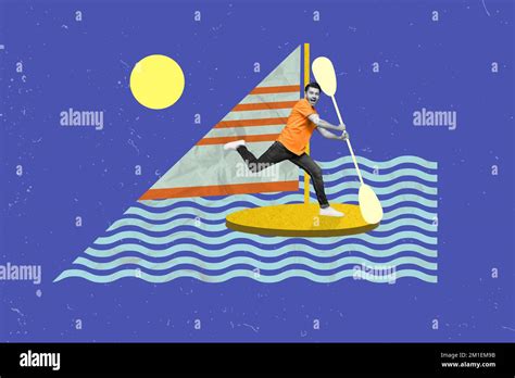 Creative Photo 3d Collage Artwork Postcard Poster Picture Of Young Cool