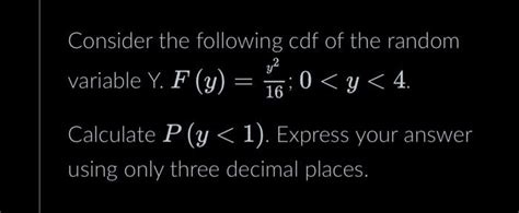 solved consider the following cdf of the random variable y