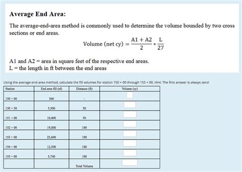 Solved Using The Average End Area Method Calculate Vrogue Co