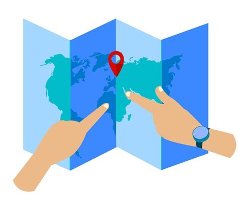 Значок векторной карты и руки Премиум векторы