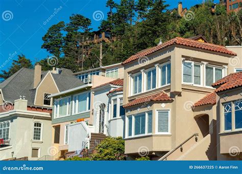 Row Of Densley Packed Houses In Suburban Area Of Historic Districts Of