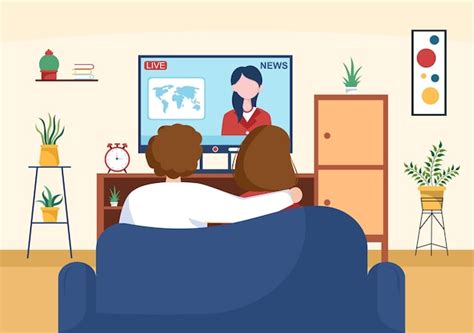 Tv 채널 템플릿 손으로 그린 만화 평면 그림 프리미엄 벡터