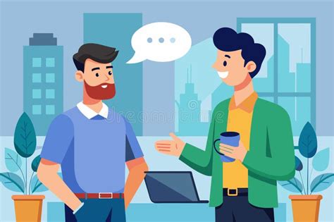 Two Men In Conversation Standing Side By Side Men Talking