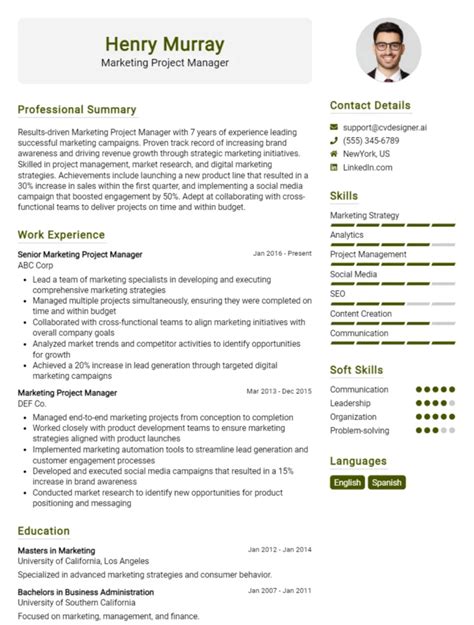 12 project manager cv examples and free templates for 2024 cvdesigner ai