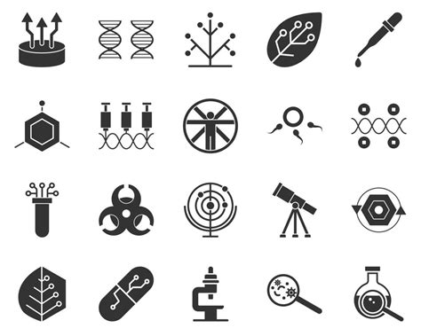 Flask Magnifier Bioengineering Glyph Icons Set Biotechnology For Health Researching