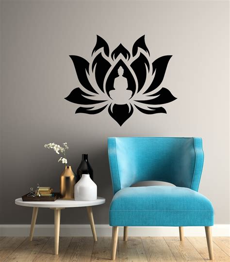 Lotus Flower Vinyl Wall Decal Buddha Yoga Studio Meditation Room