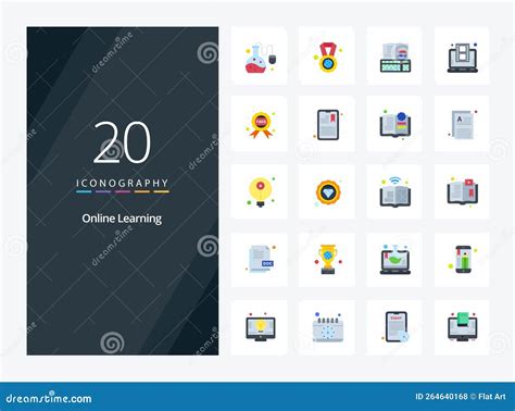 Online Learning Flat Color Icon For Presentation Vector Icons Illustration Stock Vector