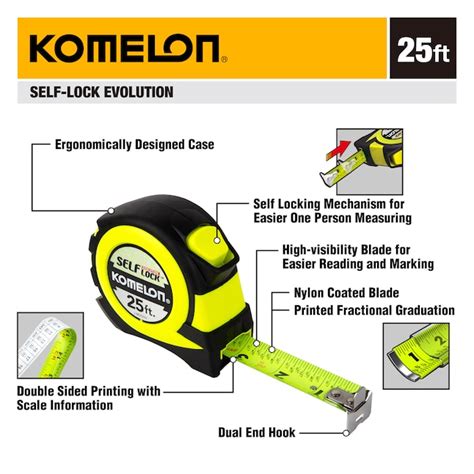 Komelon Self Lock 25 Ft Auto Lock Tape Measure L4825hv At