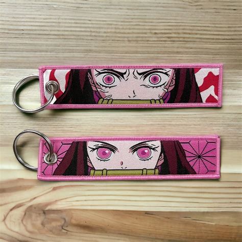 Nezuko Embroidered Keychain Kawaii Flame