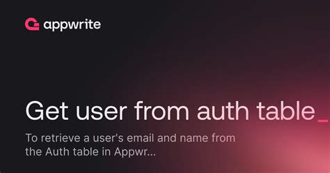 Get User From Auth Table Threads Appwrite