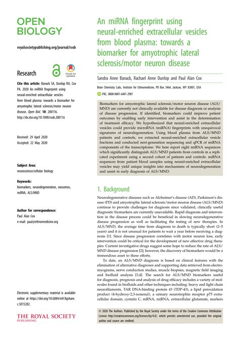 Pdf An Mirna Fingerprint Using Neural Enriched Extracellular Vesicles
