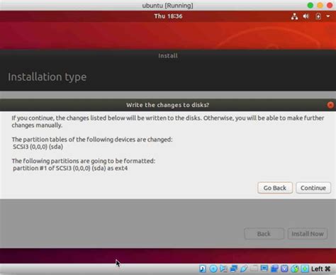 ubuntu installation on a vm ubuntu wants to format partitions should