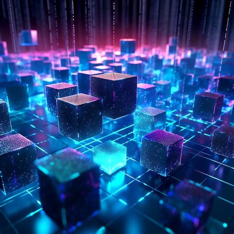 Premium Ai Image Interconnected Blockchain Decentralized Network With Abstract Glowing Edges