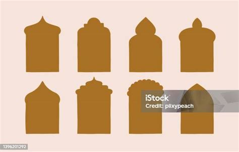 창 문 아치를 가진 선 디자인의 수집 웹 사이트 스티커 문신 아이콘에 대한 편집 가능한 벡터 일러스트 레이 션 고풍스런에 대한