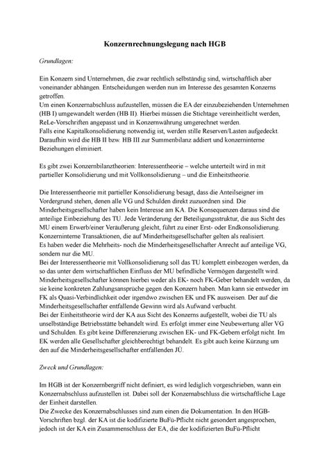 Konzernrechnungslegung Nach HGB ZF Konzernrechnungslegung Nach HGB Grundlagen Ein Konzern