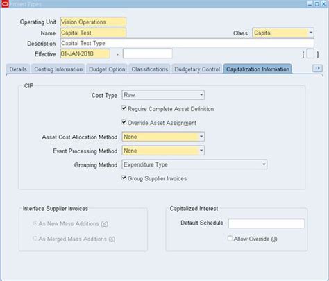 Oracle Applications Asset Capitalization In Oracle Projects Module