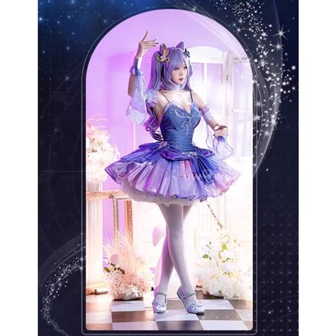 Uwowo Genshin Impact Cos Keqing Cosplay Derived Ballet Dress Womens