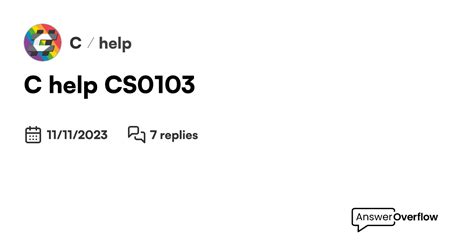 C Help Cs0103 C