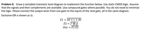 Problem 9 Draw A Complete Transistor Level Diagram To Implement The