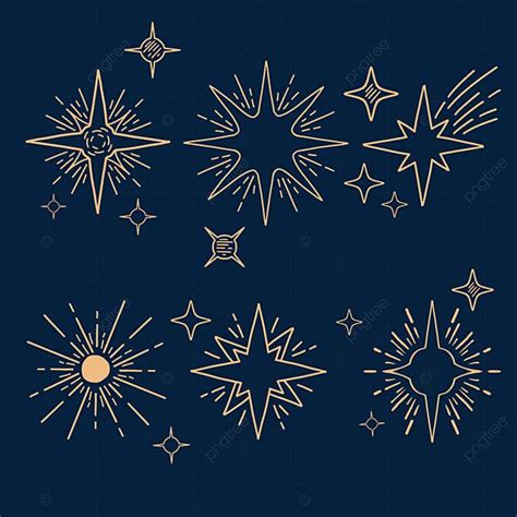 별 일러스트 라인 캐릭터 손으로 그린 별 선 플래시 Png 일러스트 및 Psd 이미지 무료 다운로드