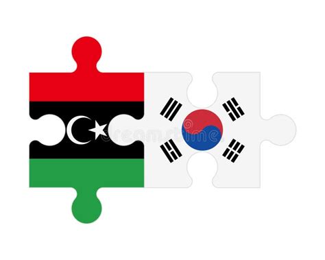 利比亚和韩国国旗拼图矢量图 向量例证 插画 包括有 标志 韩文 利比亚 国家 经济 体育运动 272430256