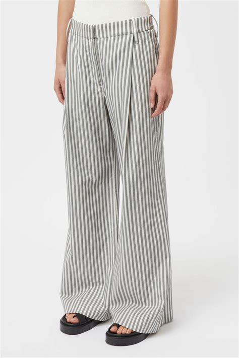 Cassius Low Waisted Pant In Black And Ecru Stripe Camilla And Marc