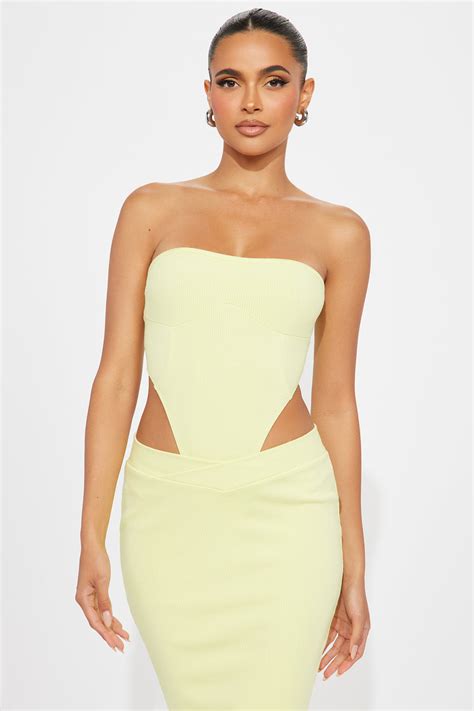 Isabelle Snatched Skirt Set Citron Fashion Nova Matching Sets