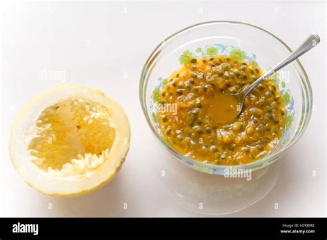 Split Sour Passion Fruit Empty Inside And Passion Fruit Pulp Juicy