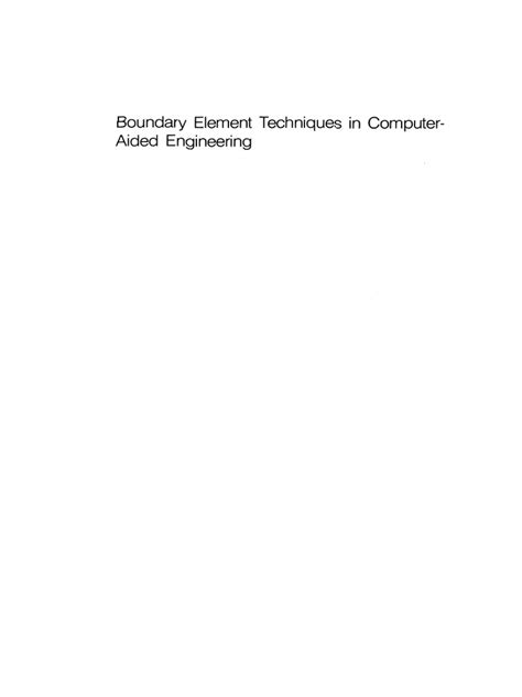 Boundary Element Techniques In Computer Aided Engineering Pdf Operator Mathematics